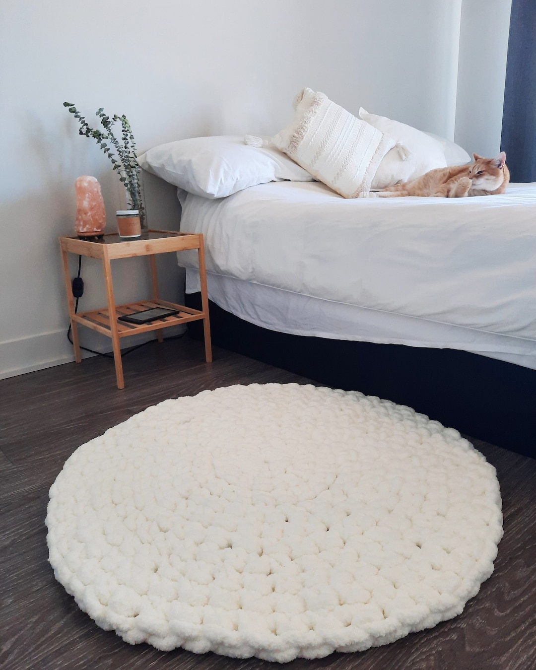 Handmade Premium Round Rug - Knitted Rug - White Rug, Neutral Rug ...