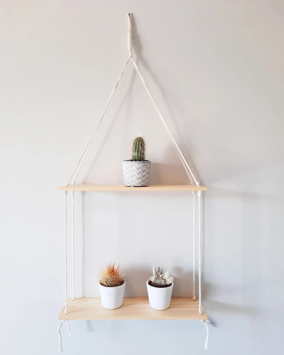 Hanging Shelves - Succulent Shelves - Rope Hanging Shelves - Rustic ...