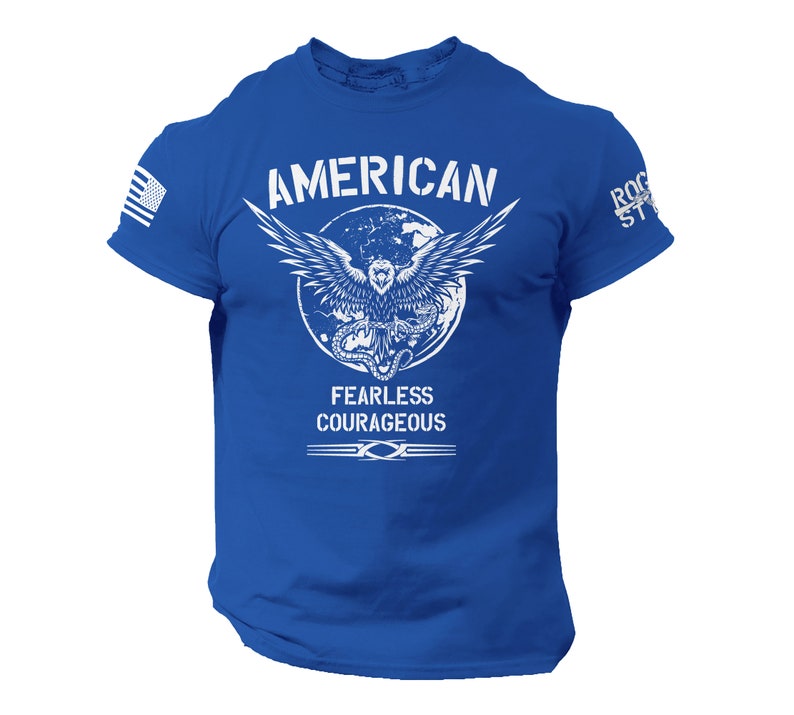 American Men's T Shirt Fearless Courageous USA Warrior Tee - Etsy