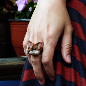 Fantasy Fox Ring Adjustable Ring Moon Horns Gift for Her Nature Forest ...