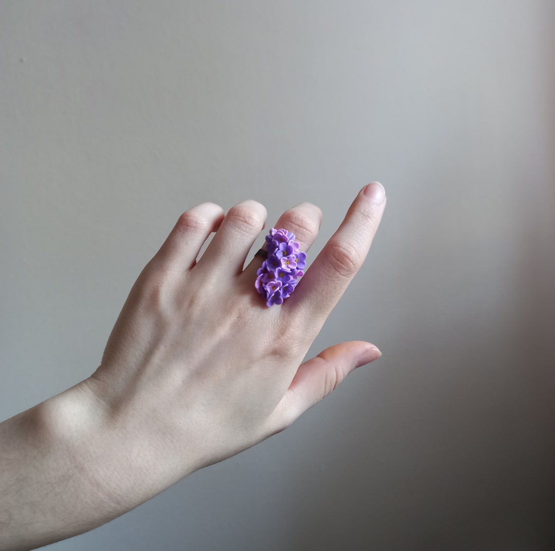 Lilacs Ring Flower Ring Miniature Flowers Ring Polymer Clay - Etsy