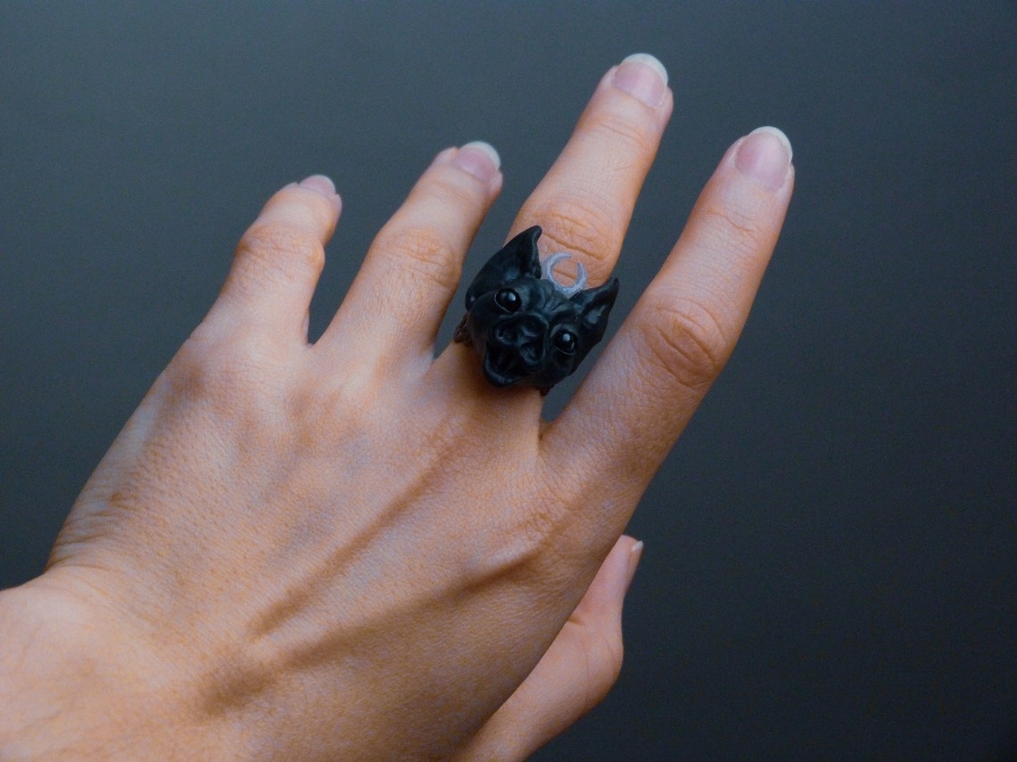 Bat Ring Halloween Ring Animal Jewelry Cute Black Bat Ring - Etsy