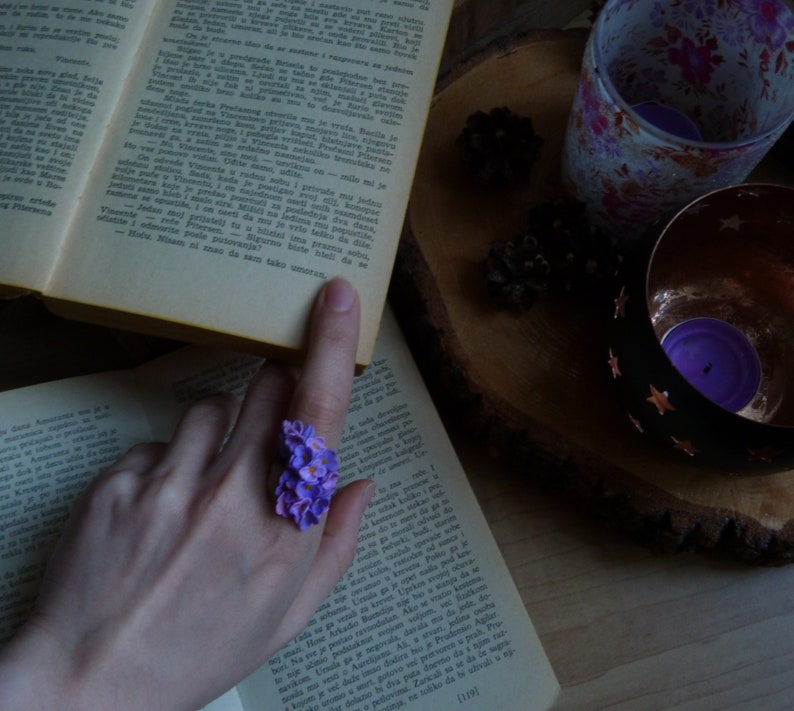 Lilacs Ring Flower Ring Miniature Flowers Ring Polymer Clay - Etsy