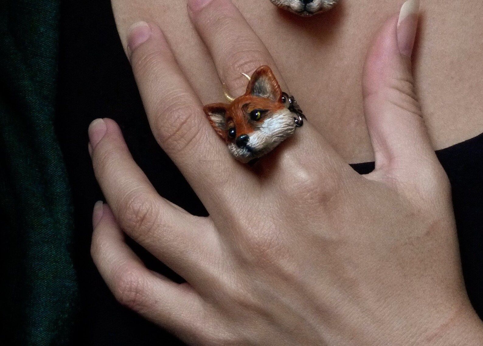 Fantasy Fox Ring Adjustable Ring Moon Horns Gift for Her | Etsy