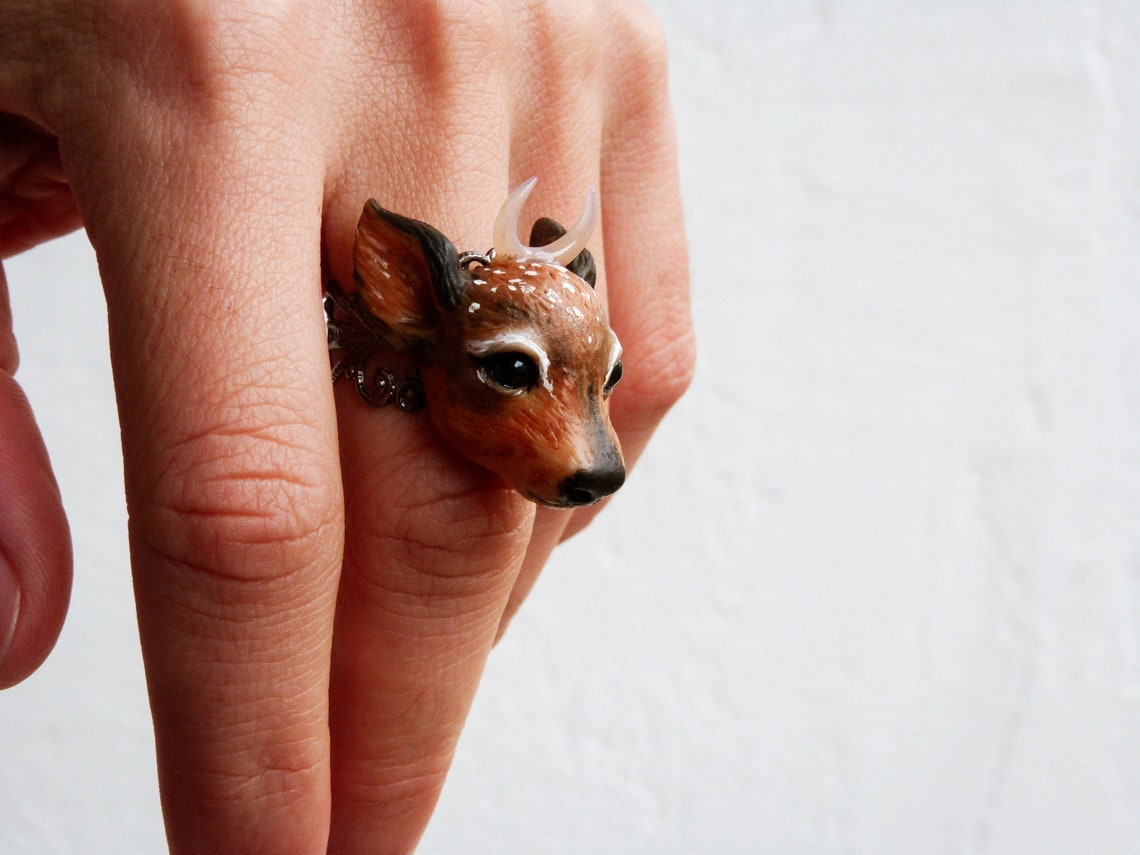 Fawn Ring Polymer Clay Fawn Baby Deer Young Deer Moon - Etsy