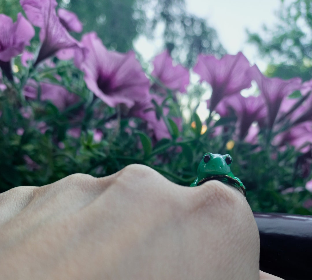 Frog Ring Clay Adjustable Ring Toad Ring Animal Jewelry Cute Frog Ring ...