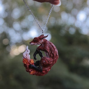 Whimsical Fox Necklace Sleepy Fox Gift for Her Polymer Clay Jewelry Fox ...