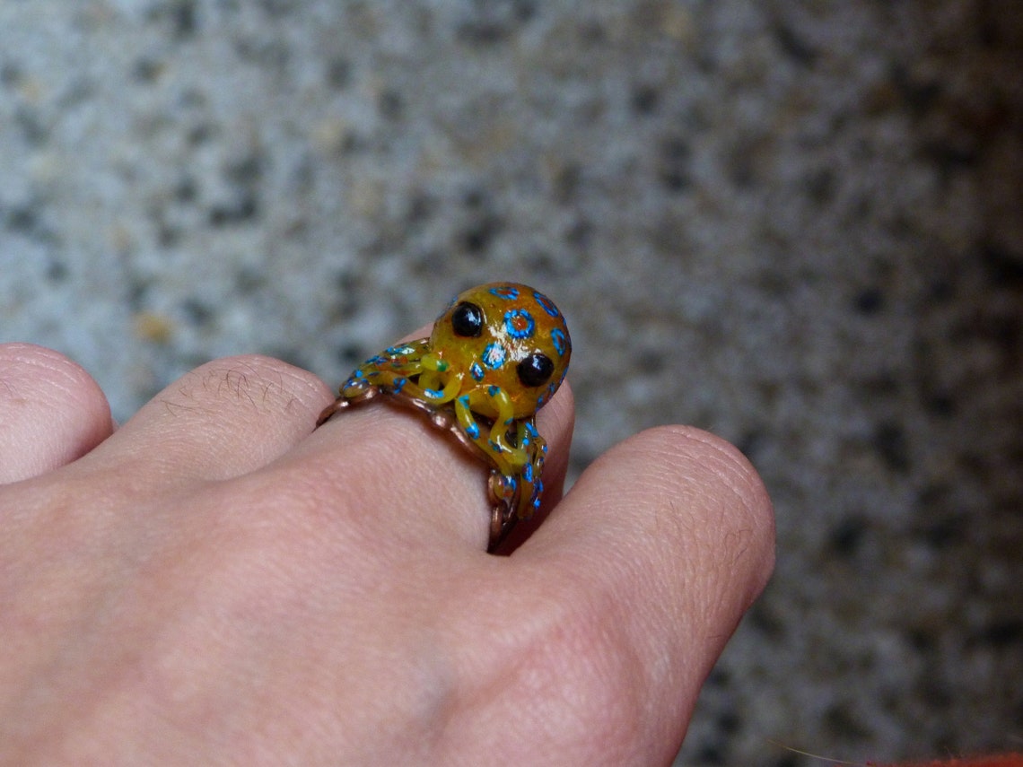 Blue Ringed Octopus Adjustable Ring Octopus Jewelry - Etsy