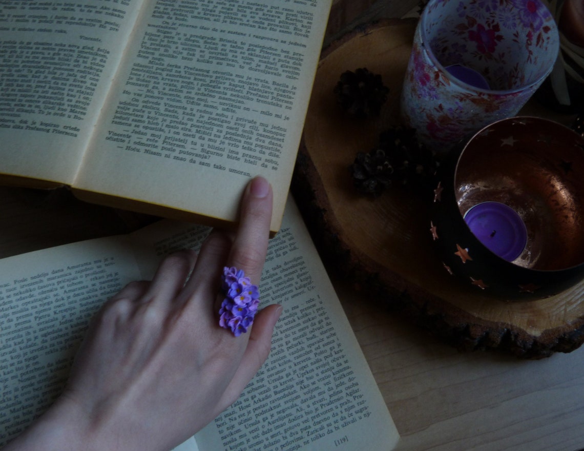 Lilacs Ring Flower Ring Miniature Flowers Ring Polymer Clay - Etsy