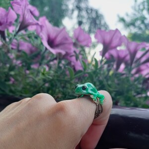 Frog Ring Clay Adjustable Ring Toad Ring Animal Jewelry Cute Frog Ring ...