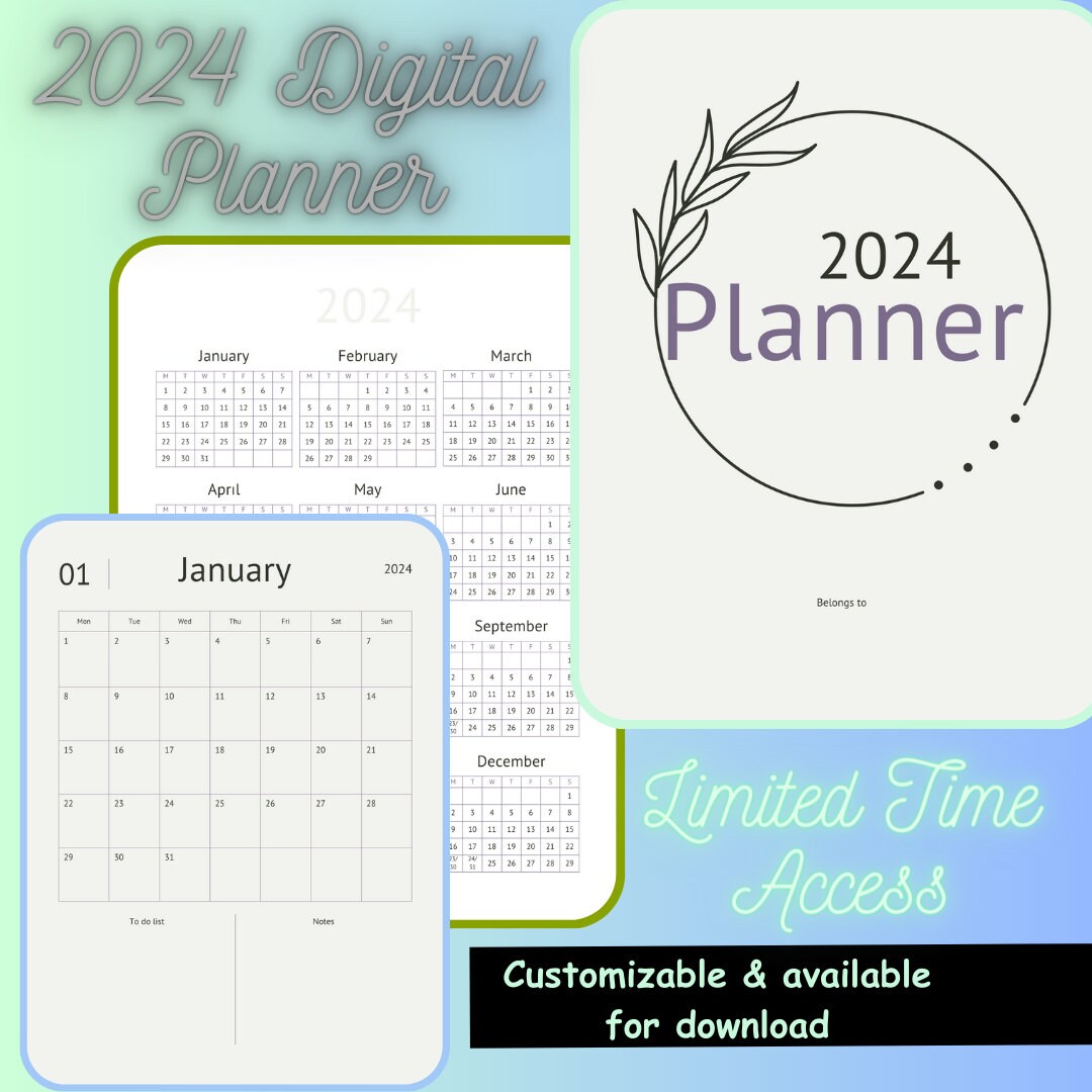 2024 Digital Planner - Study Planner - Etsy