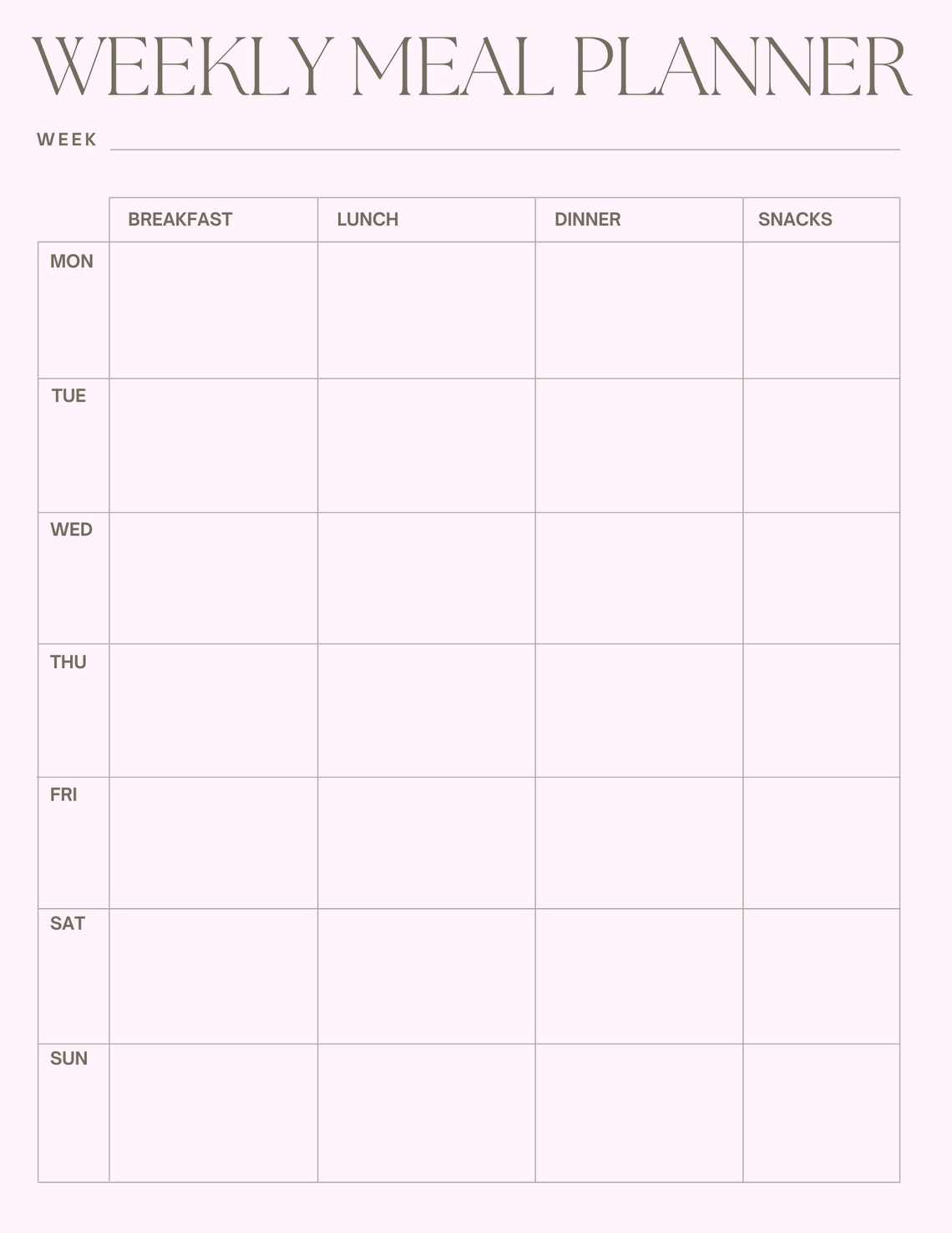 2024 Weekly Meal Planner Printable/ Meal Prep Planner/ 7-day Meal Plan ...