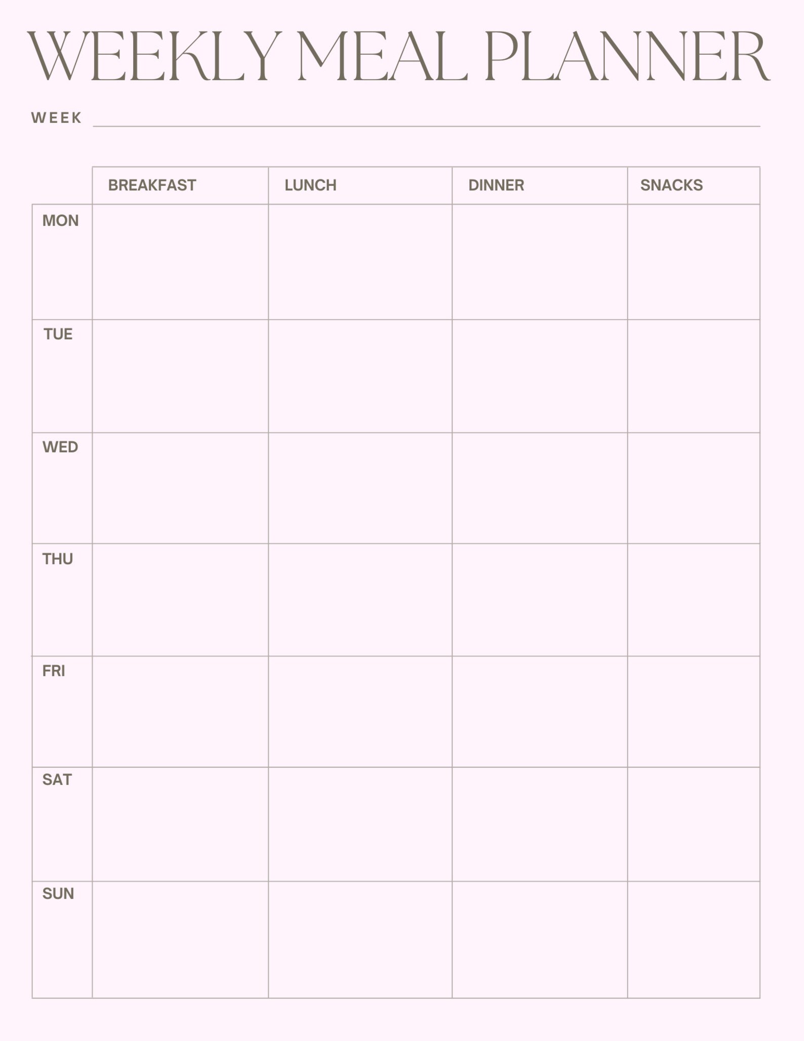 2024 Weekly Meal Planner Printable/ Meal Prep Planner/ 7-day Meal Plan ...