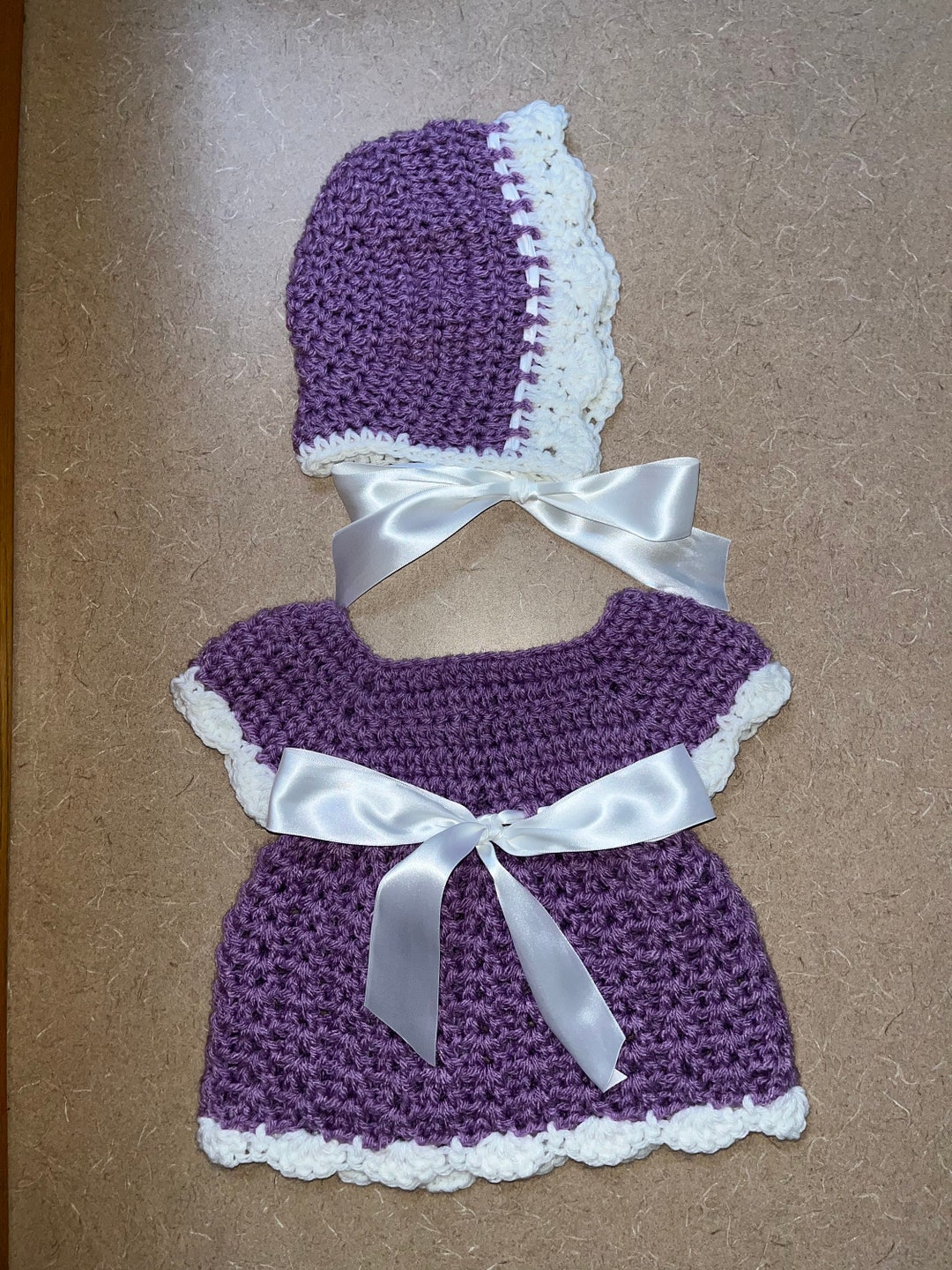 Baby Girl Dress, Baby Bonnet, Baby Girl Clothes, Purple Baby Clothes ...