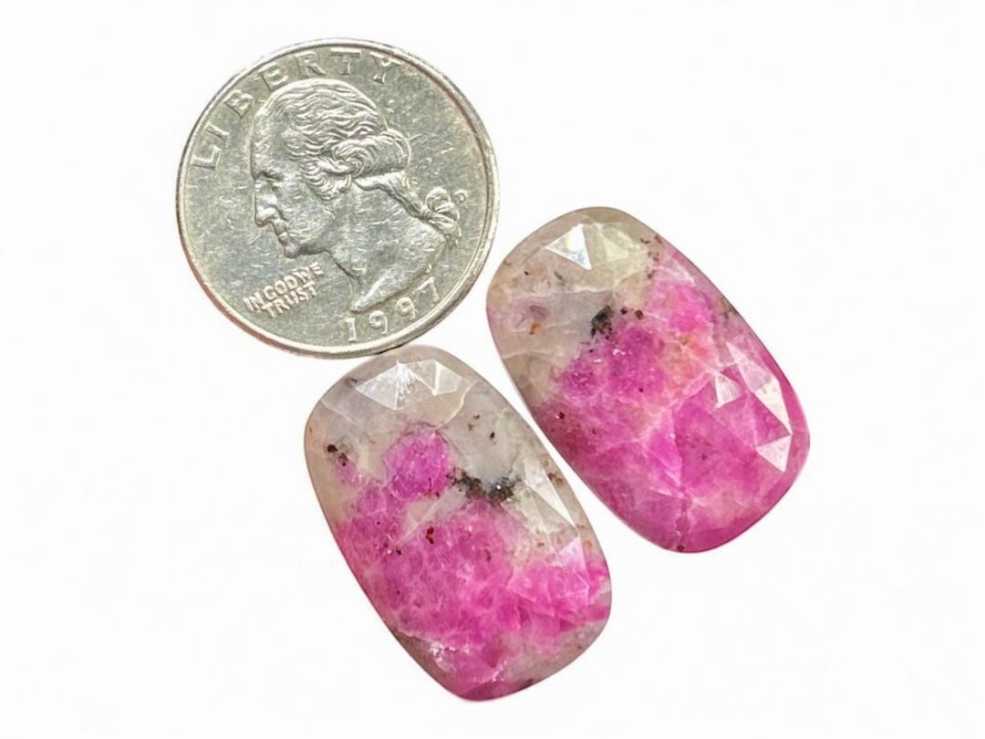 25x16.5x5mm, Pink Ruby Rose Cut Pair, Untreated Ruby Gemstone ...