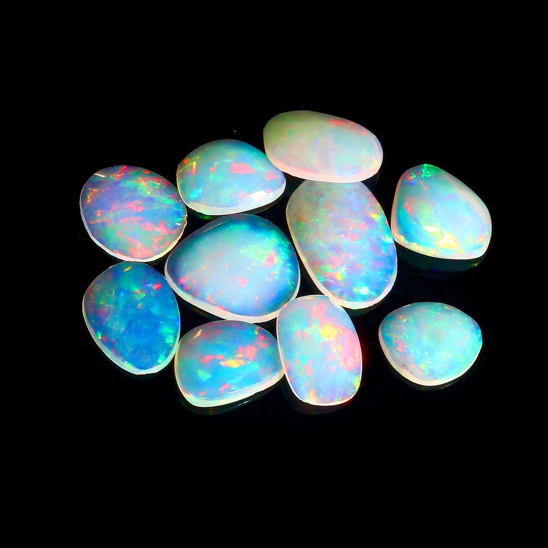 10 Piece, AAA Quality Opal Gemstone,rose Cut Opal Slice, Ethiopian Opal ...