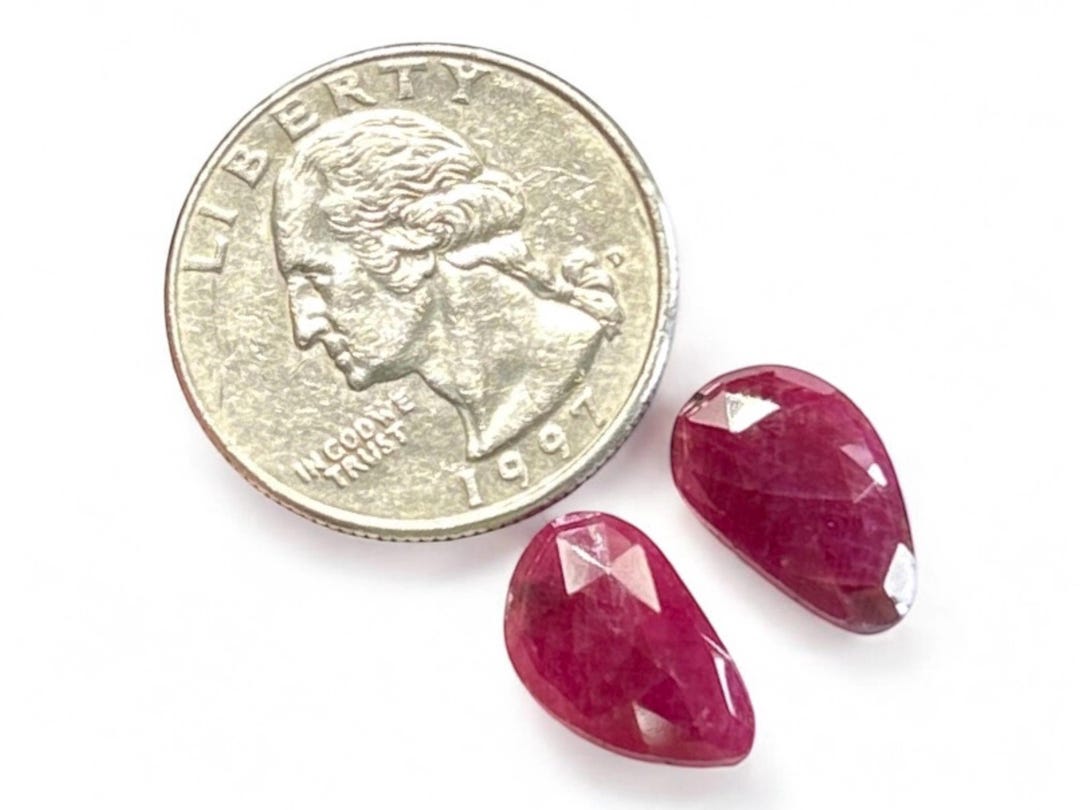 13.5x8.5x3.5mm, Red Ruby Rose Cut Gem Pair – Natural Loose Rubies for ...