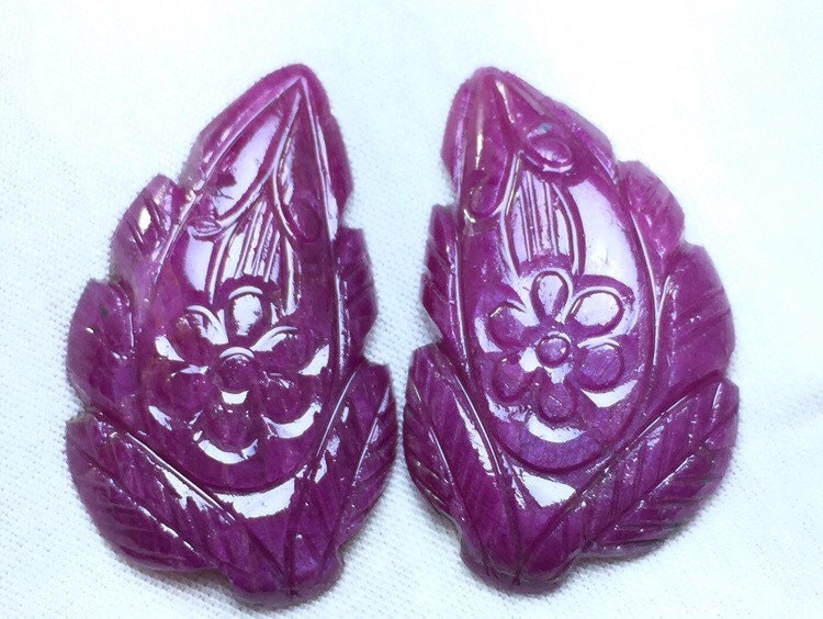 Natural Ruby Hand Carved Carving Gemstone Ruby Leaf Carving | Etsy