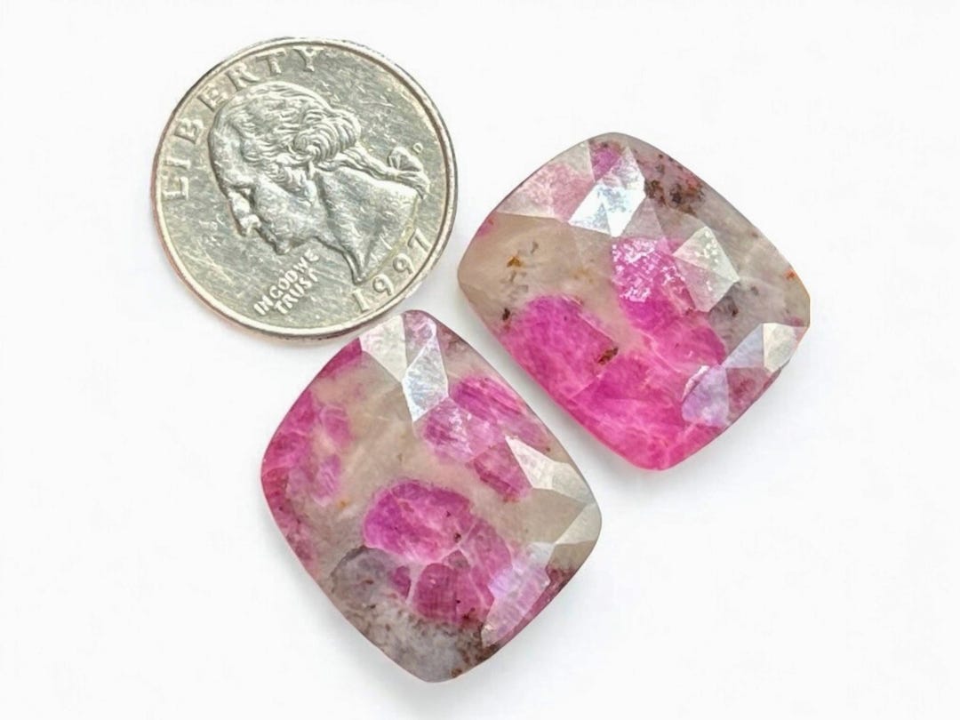 25x20x5mm, Loose Pink Ruby Rose Cut Pair – Faceted Natural Rubies for ...