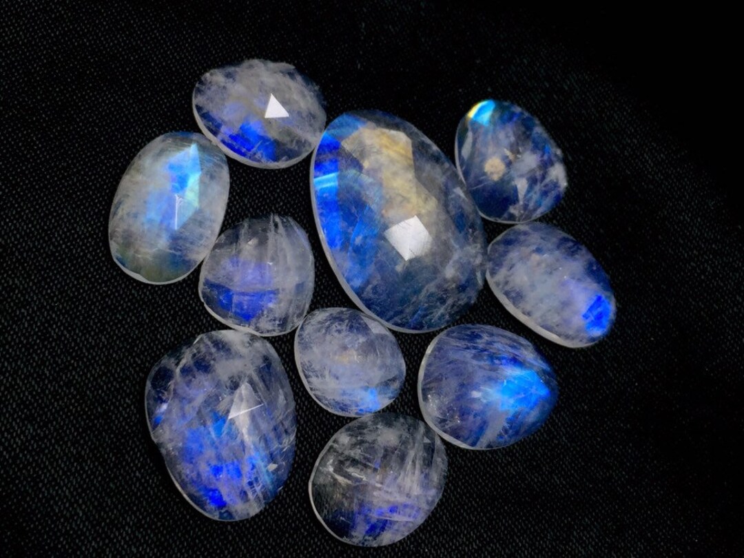 Natural Rainbow Moonstone Rose Cut Gemstone Flashy Natural Moonstone ...