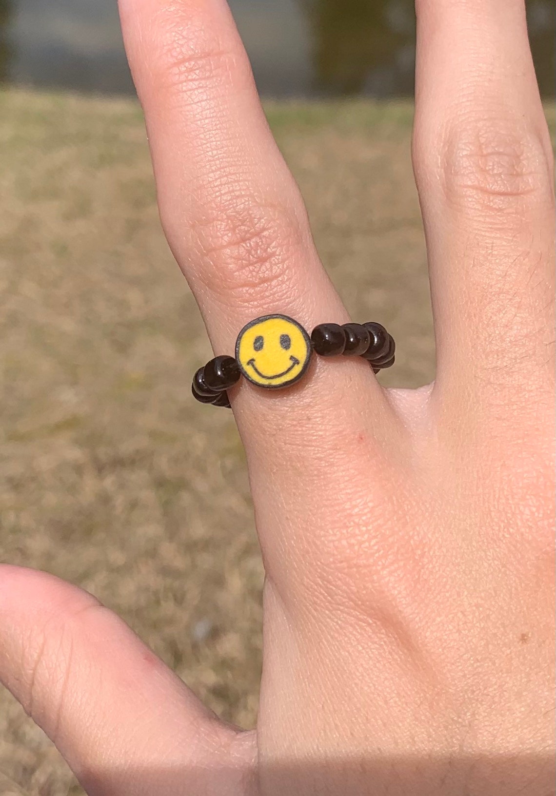 Smiley face rings beaded rings | Etsy