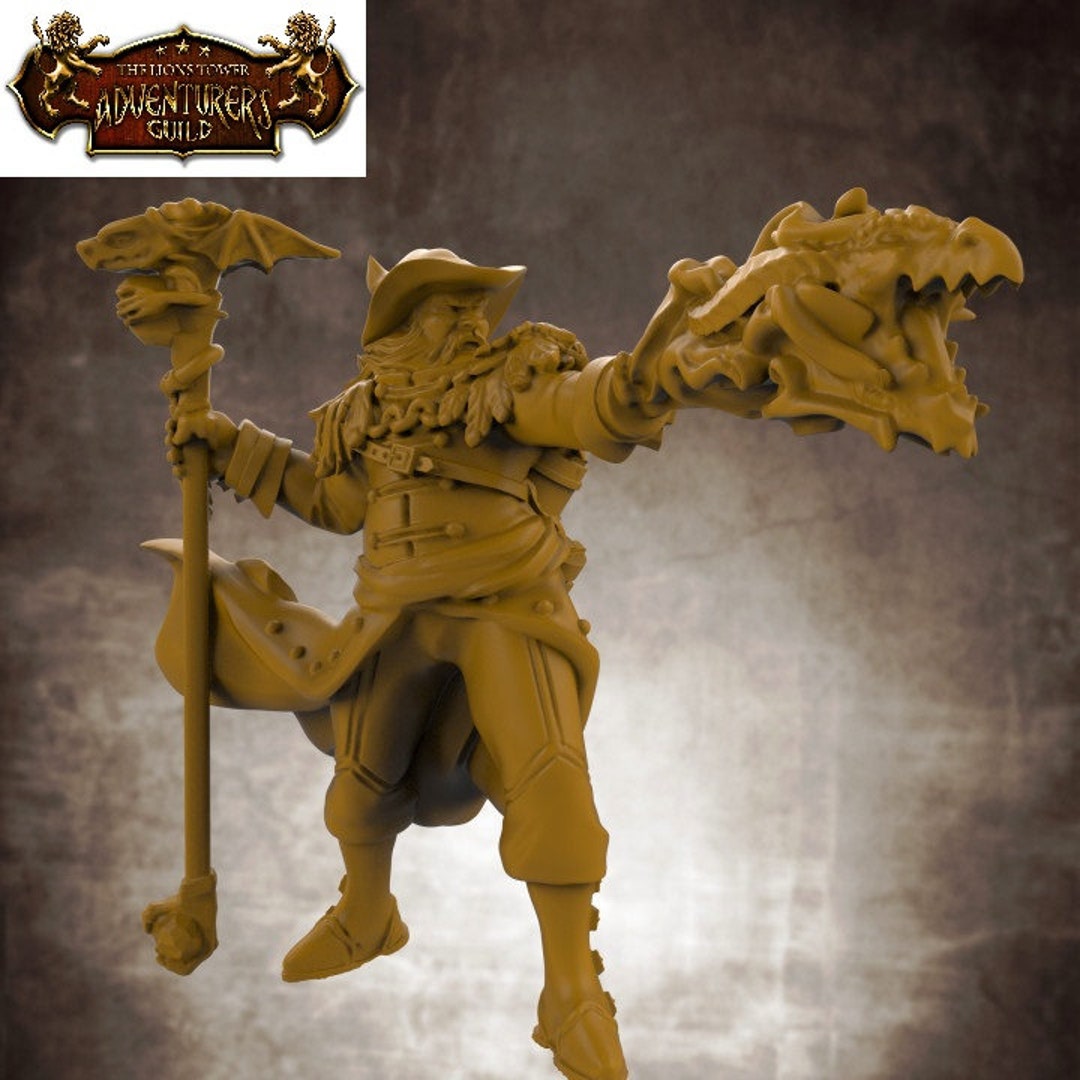 Lion Tower Miniature Human Male Wizard With Staff and Hat - Etsy