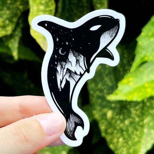 Orca Killer Whale Vinyl Sticker PNW Mountain Whale Decal - Etsy