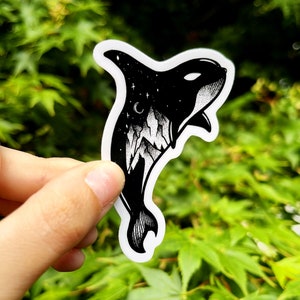 Orca Killer Whale Vinyl Sticker | PNW Mountain Whale Decal | Orca Lover ...