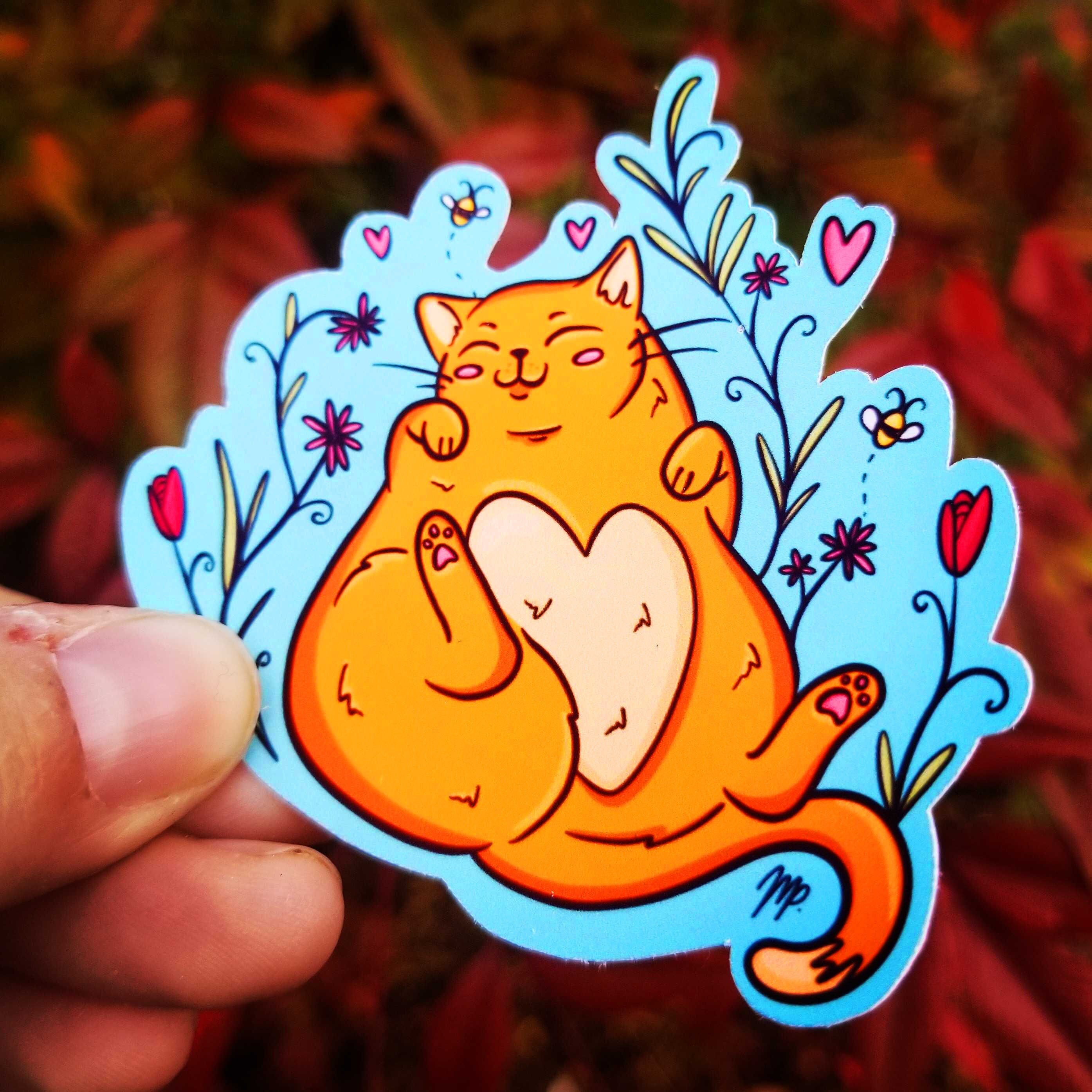 Fat Cat Sticker Chonky Cat Decal Cat Lovers Cute Cat | Etsy