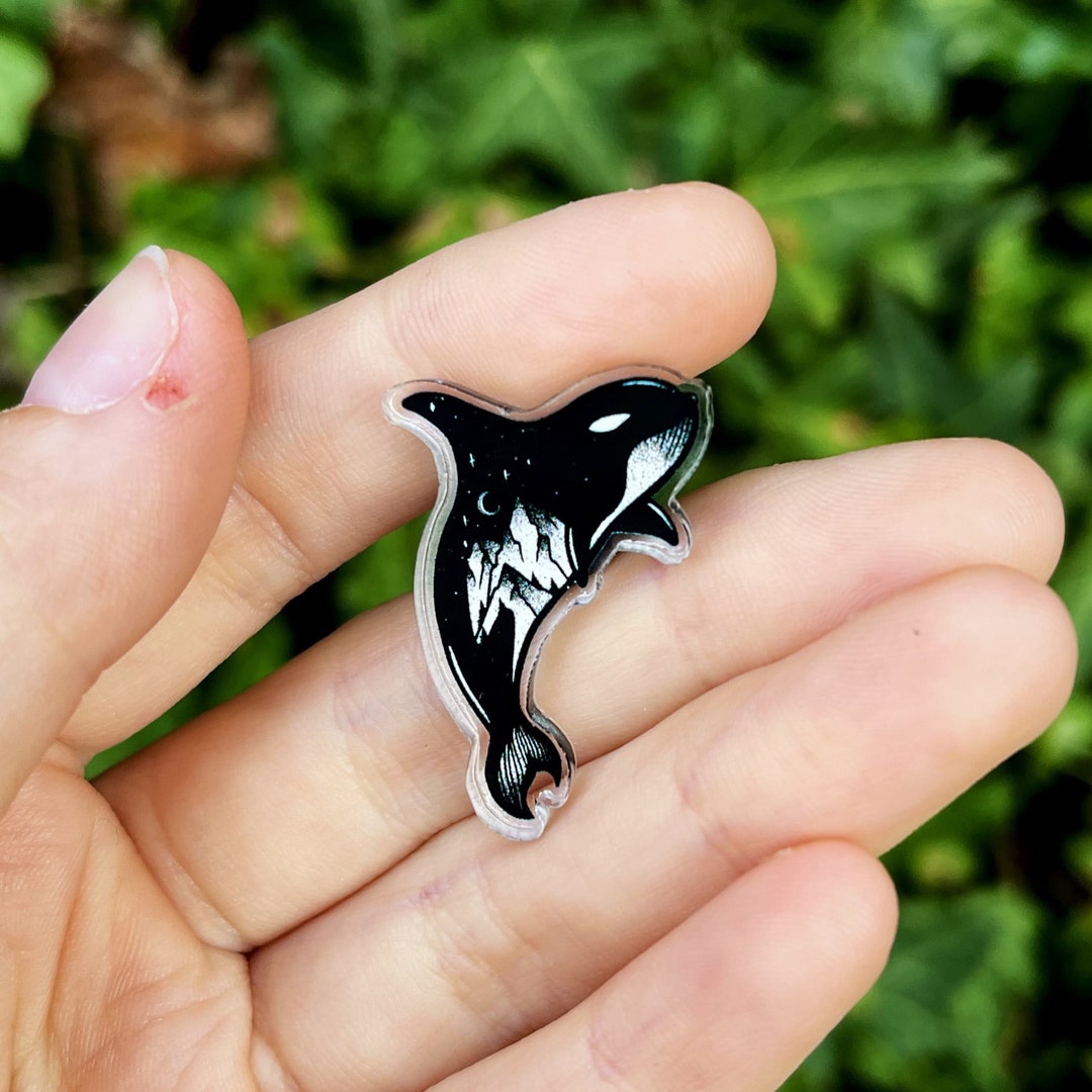 Orca Whale Acrylic Pin | Killer Whale Pin | Orca Whale Lover Gifts ...