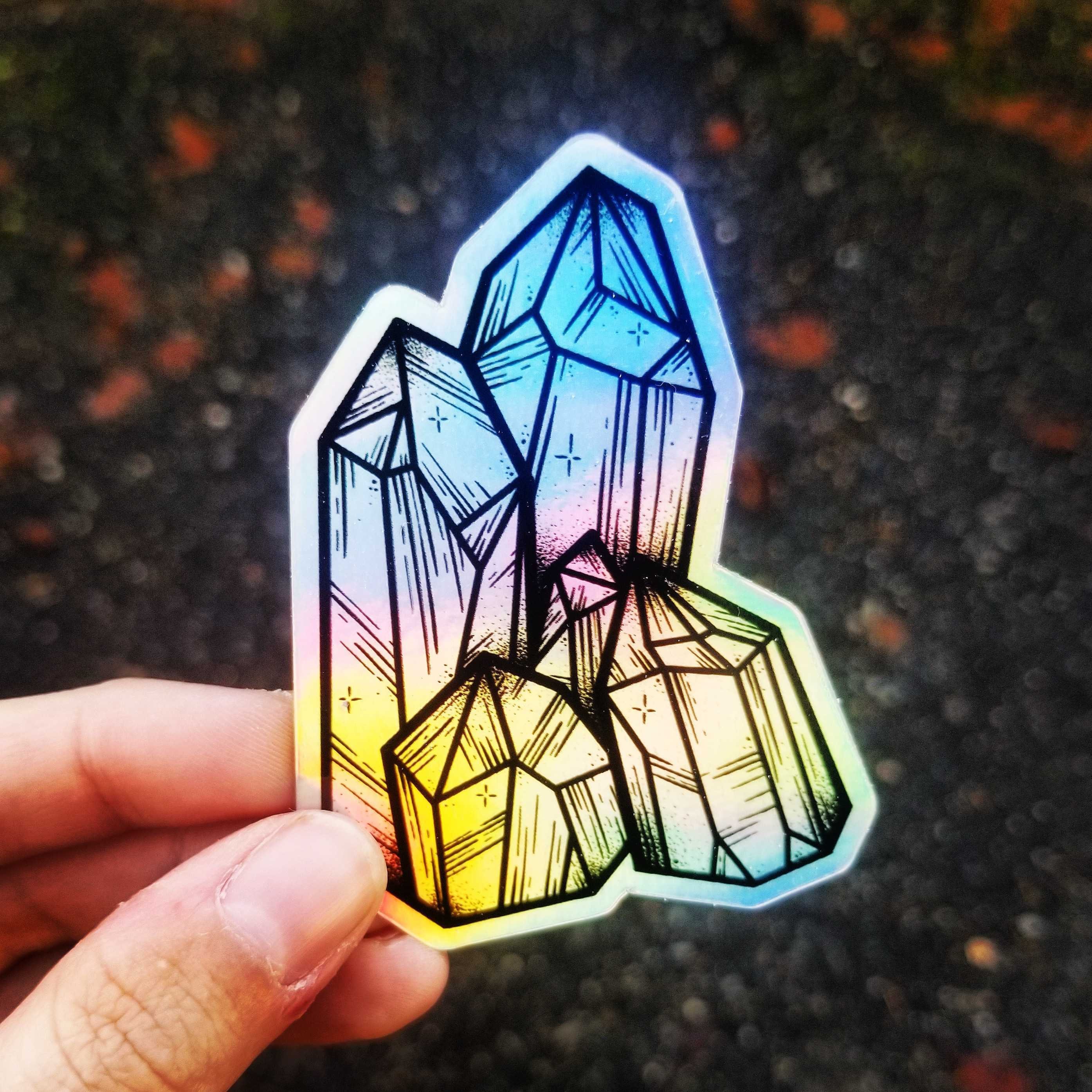 Holographic Crystal Cluster Die Cut Vinyl Sticker Colorful | Etsy