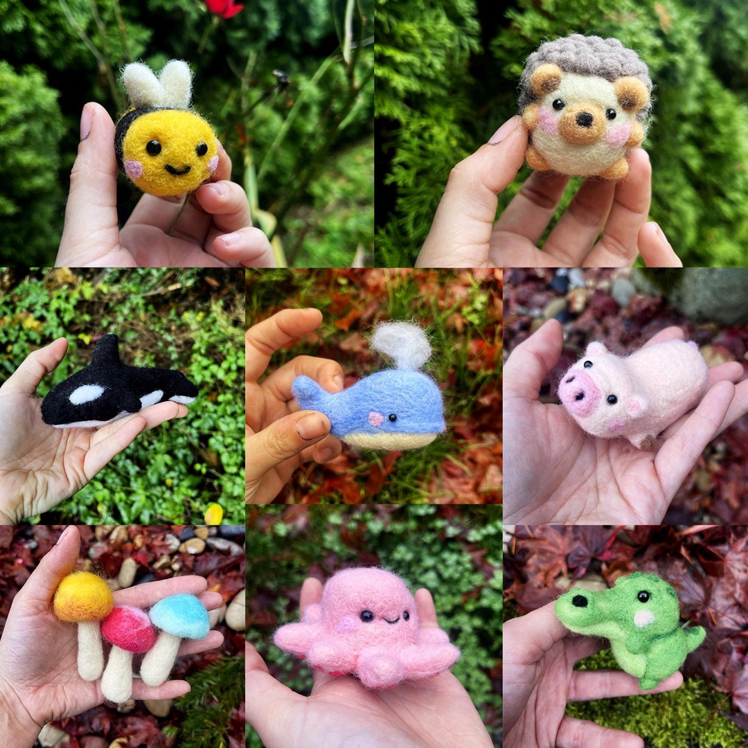 Cute Needle Felt Figurines | Mini Needle Felt Animals | Felted Animal ...