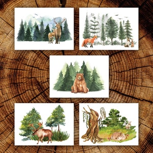 PNW Watercolor Woodland Animal Greeting Cards | Wild Animal Blank ...