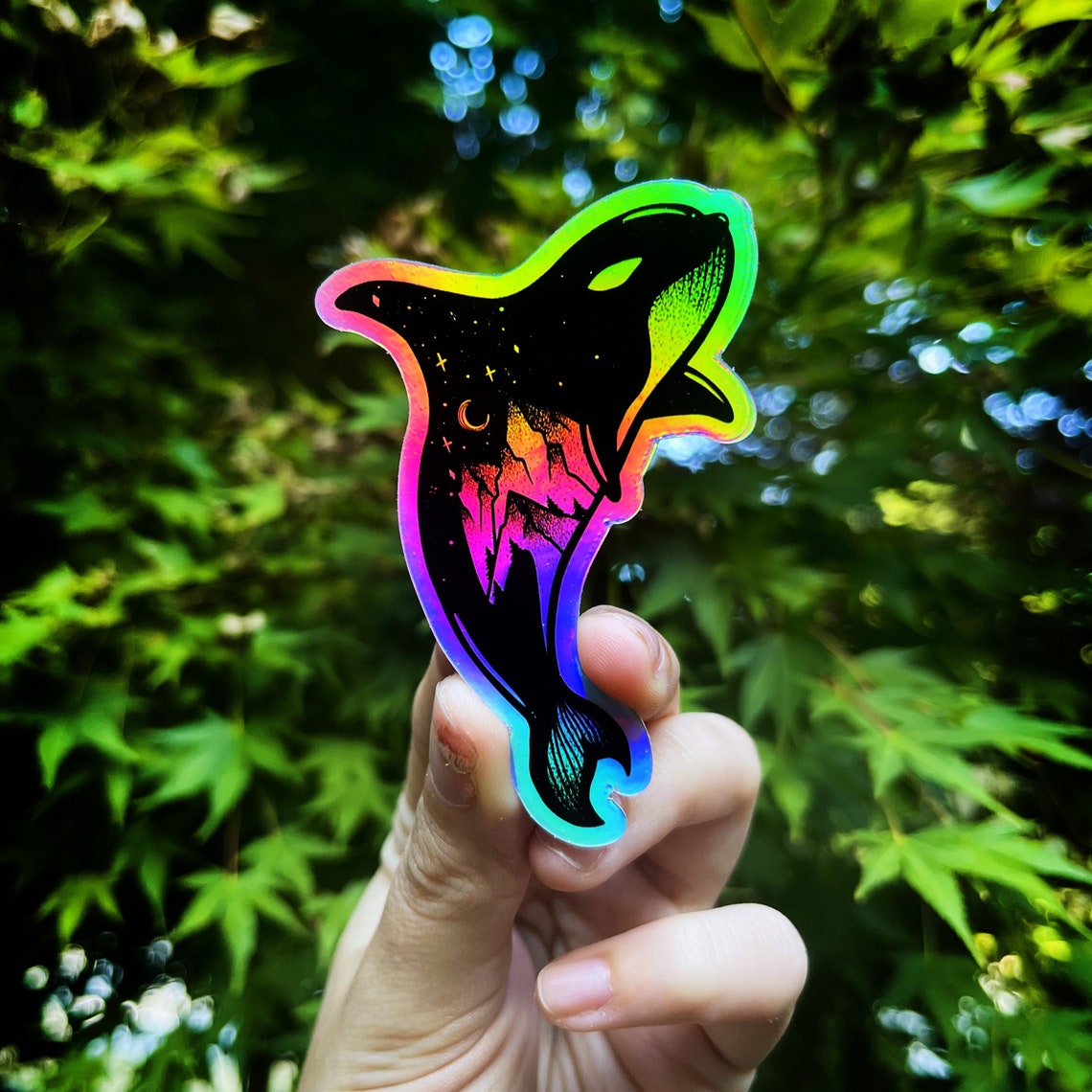 PNW Orca Whale Holographic Vinyl Sticker Killer Whale Die - Etsy