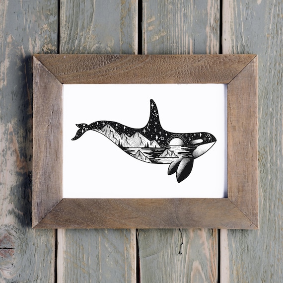 PNW Landscape Orca Killer Whale Art Print Killer Whale Wall - Etsy