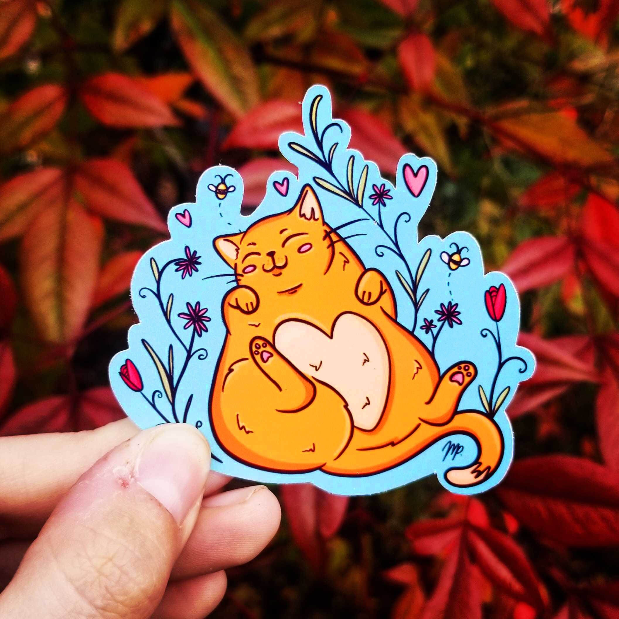 Fat Cat Sticker Chonky Cat Decal Cat Lovers Cute Cat | Etsy