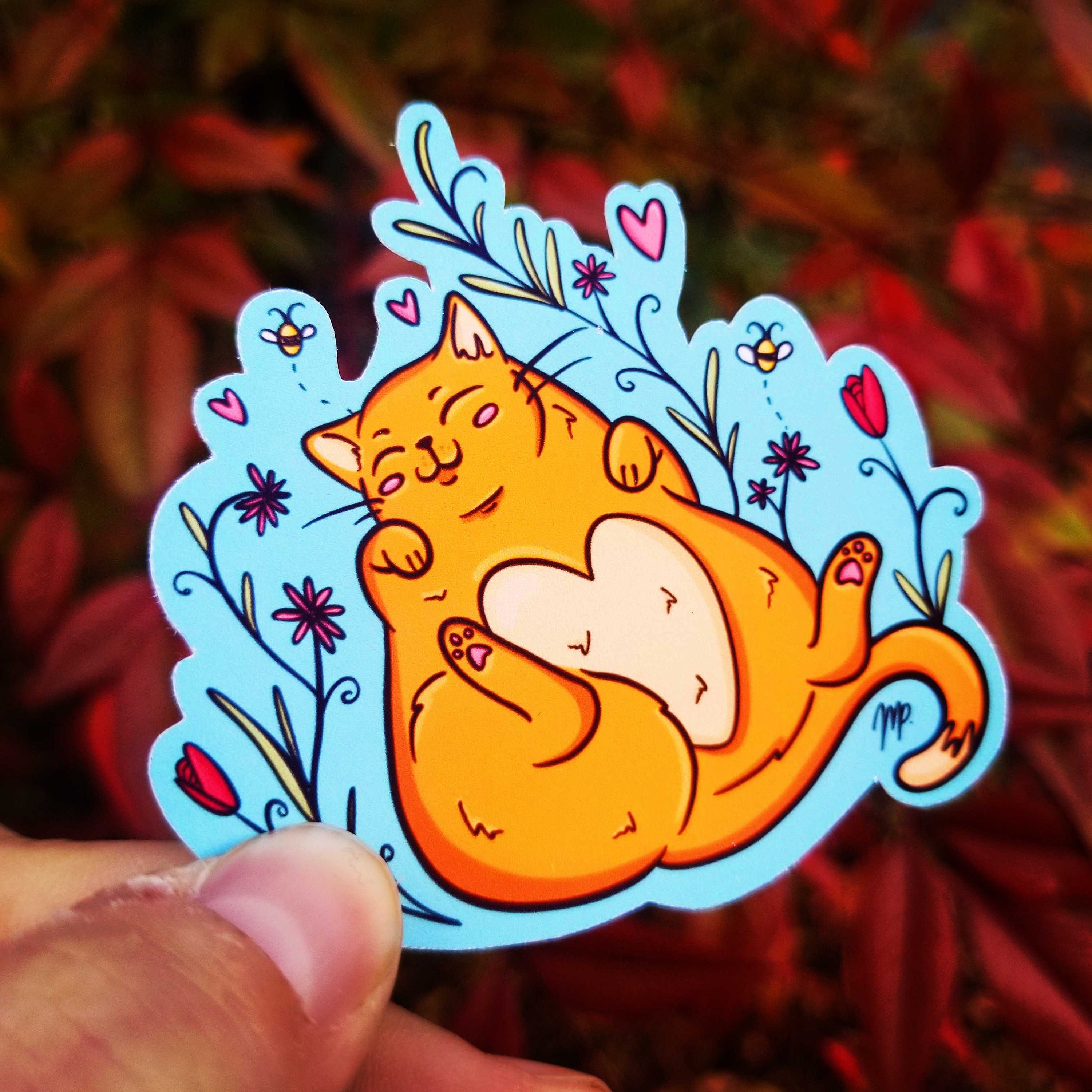 Fat Cat Sticker Chonky Cat Decal Cat Lovers Cute Cat | Etsy