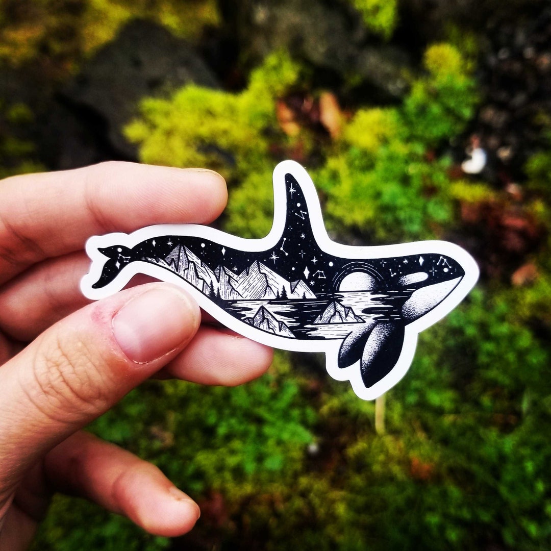 PNW Mountain Orca Killer Whale Magnet | Orca Lover Gifts | Whale Magnet ...