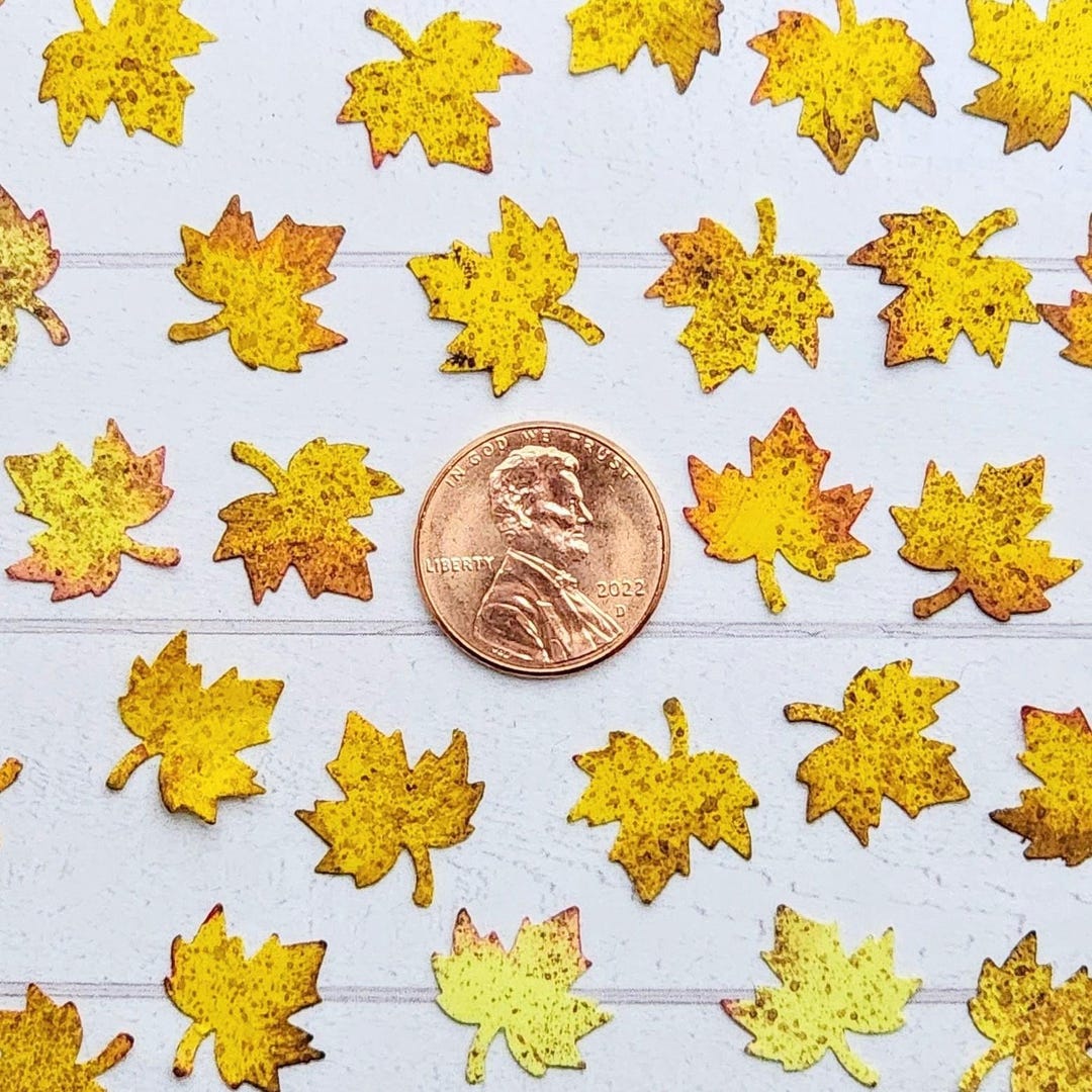 55 Miniature Maple Leaves,dollhouse Miniature Leaves,1:12 Scale,yellow ...