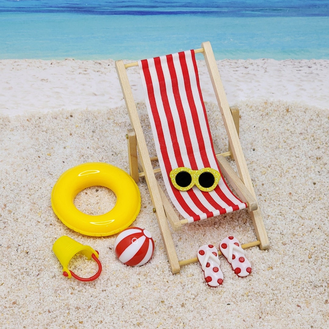 Beach Miniatures,miniature Deck Chair,mini Beach Ball,sunglasses ...