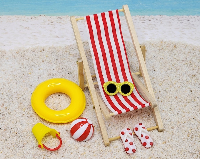 Beach Miniatures,miniature Deck Chair,mini Beach Ball,dollhouse ...