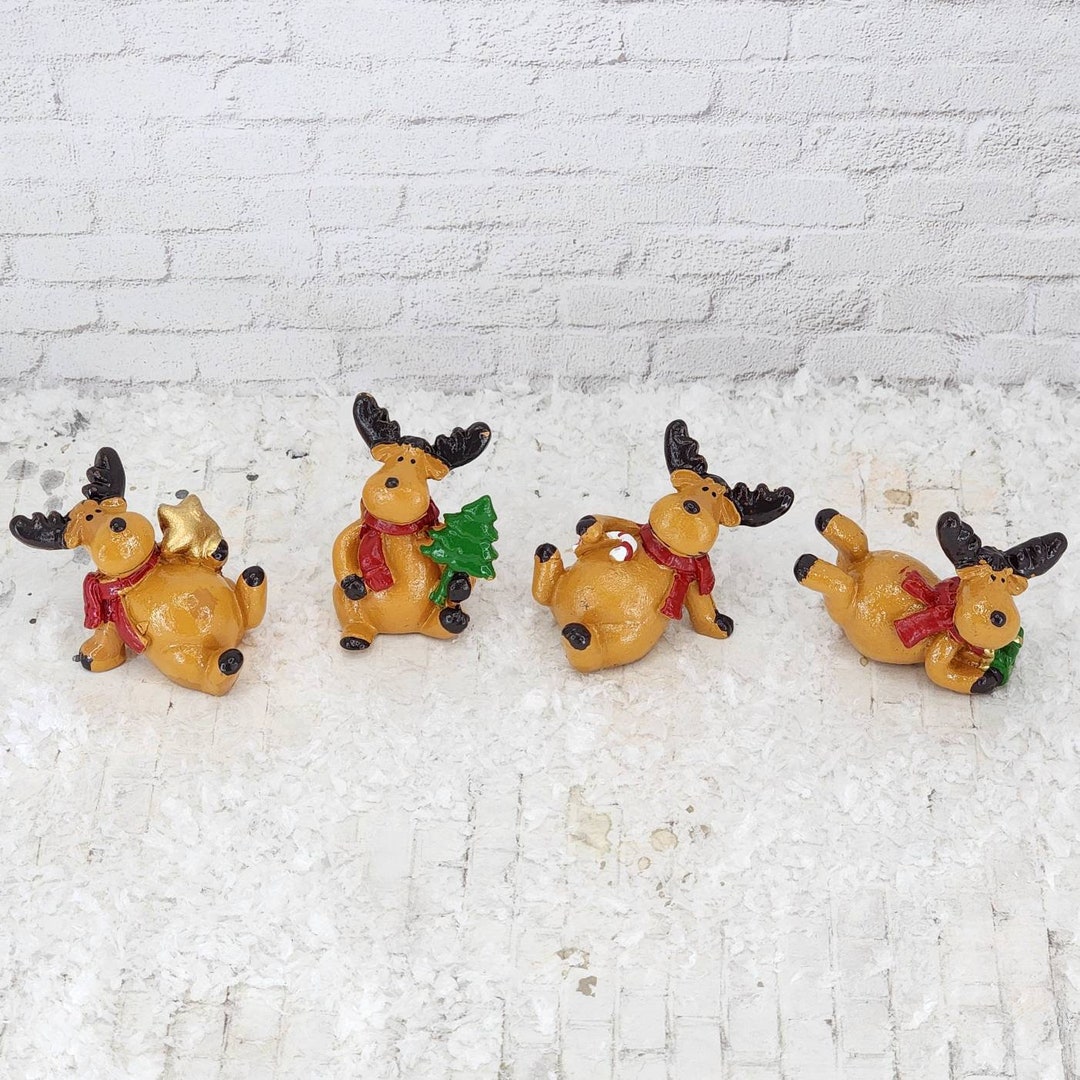Miniature Reindeer,christmas Miniatures,mini Reindeer Figurine ...