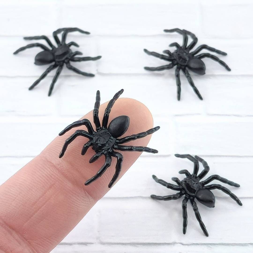 Miniature Black Spiders,halloween Miniatures,halloween Embellishments ...