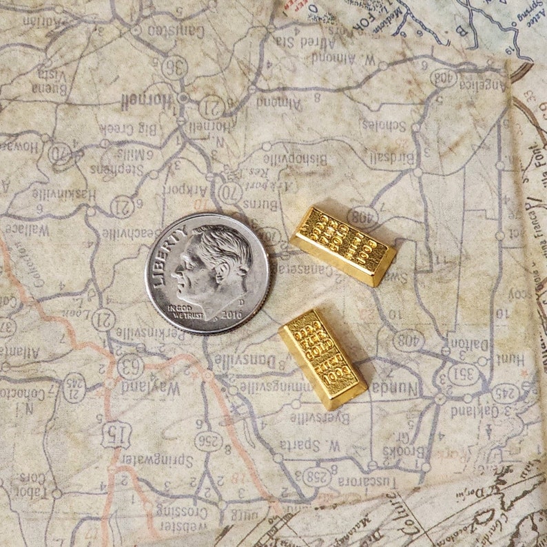 2 Tiny Gold Bars,metal,1:12 Scale,miniature Gold,board Gaming ...