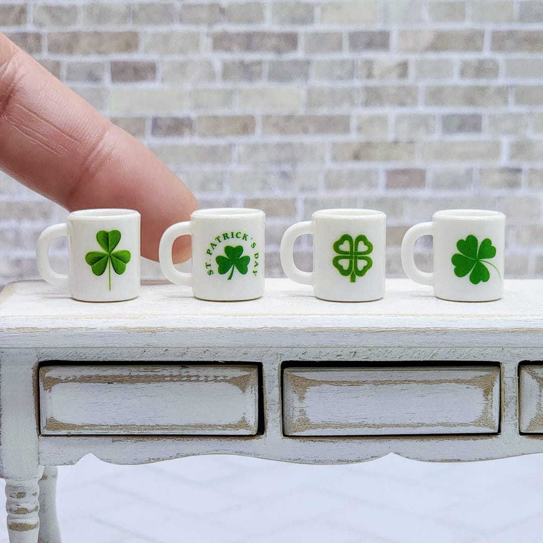 One Mini Shamrock Mug,st.patricks Day Miniatures,miniature Clover Mug ...