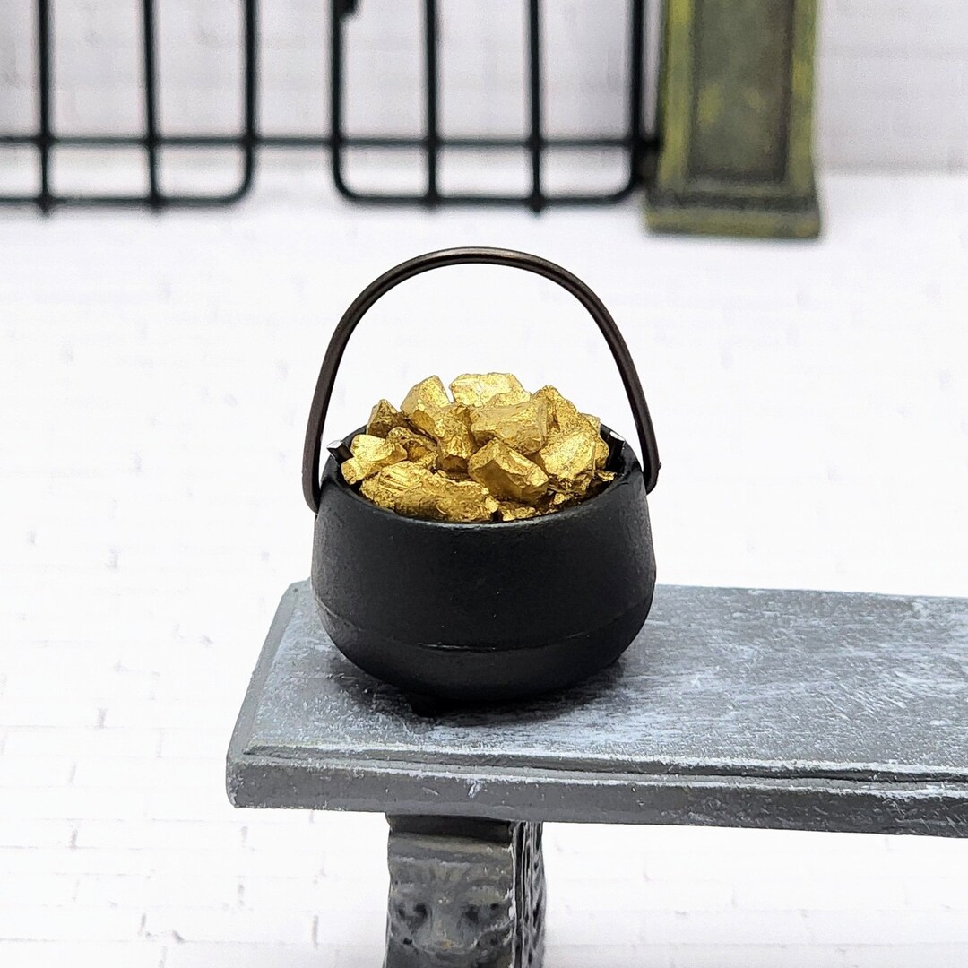 Miniature Pot of Gold,st.patricks Day Miniatures,gold Nuggets,dollhouse ...