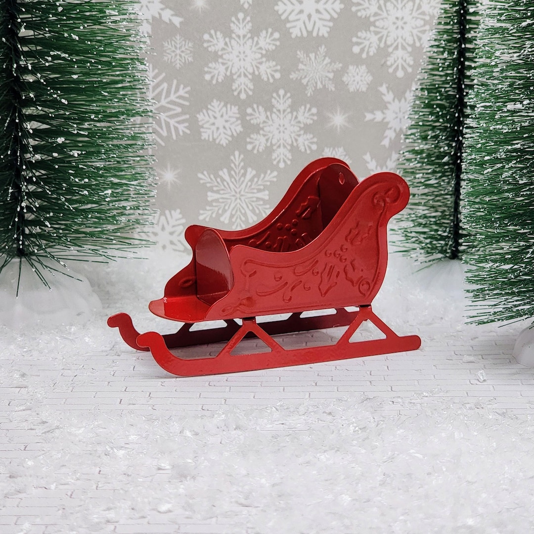 Miniature Sleigh,santa Sled,christmas Miniatures,dollhouse Sleigh,fairy ...