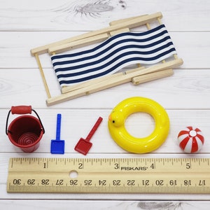 Beach Miniatures,miniature Deck Chair,mini Beach Accessories,dollhouse ...