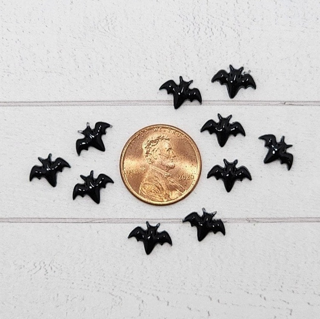 10 Tiny Micro Bats,flatback Bat Embellishments,dollhouse Halloween ...