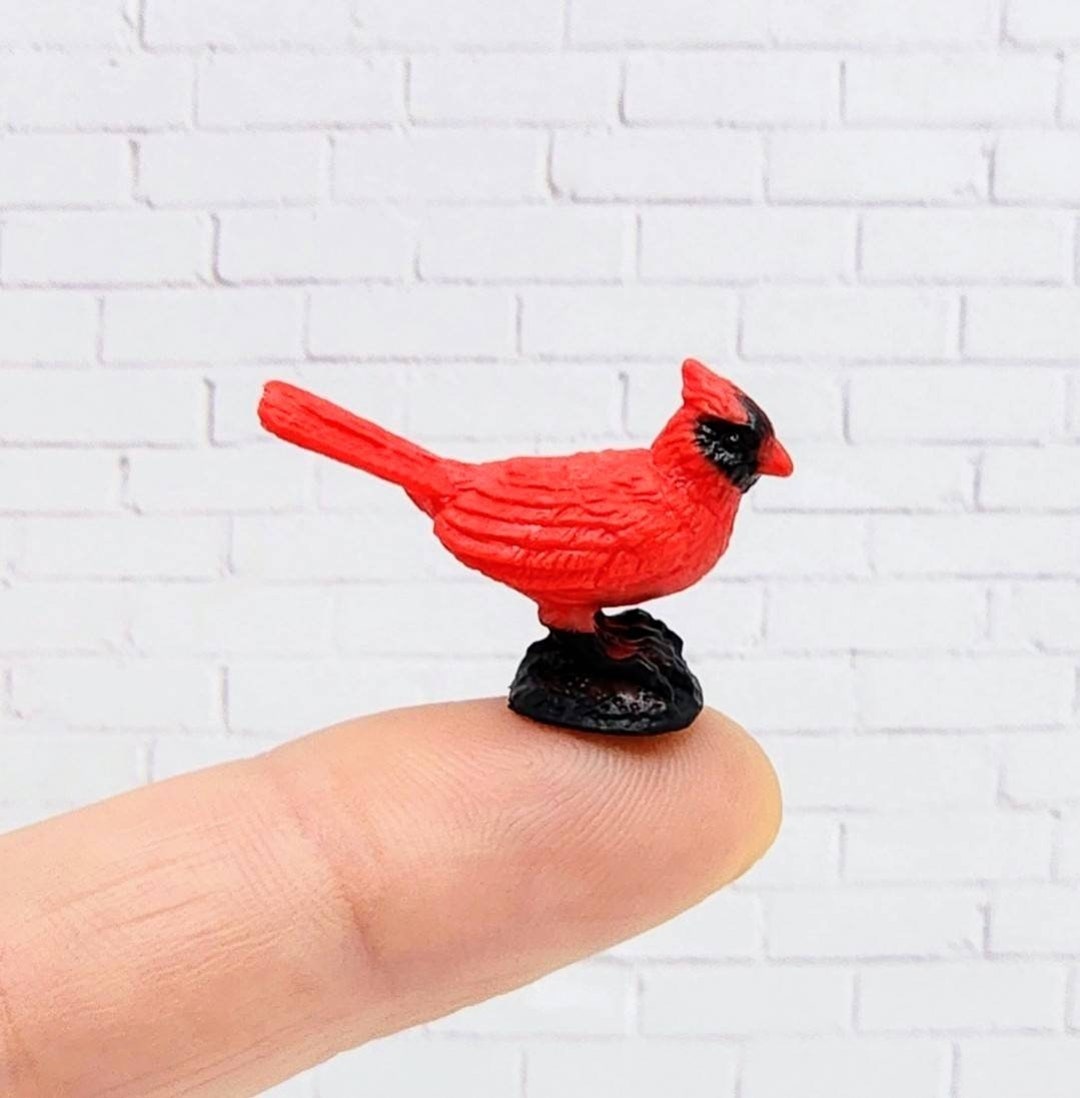 Miniature Cardinal,miniature Birds,terrarium Supplies,dollhouse Birds ...